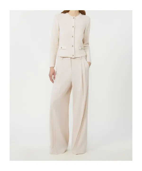 Max Mara Pleated Wide-leg Trousers - Ivory