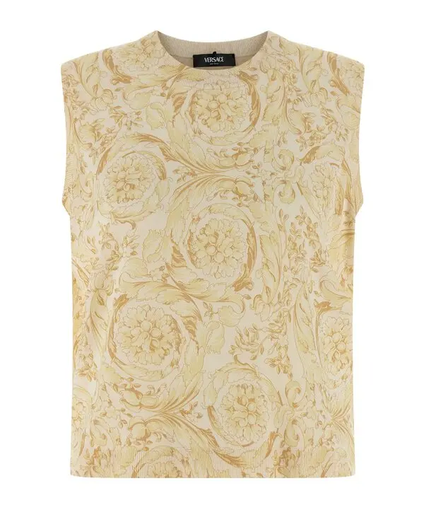 Versace Barocco Print Sleeveless Knitted Top