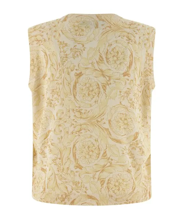 Versace Barocco Print Sleeveless Knitted Top