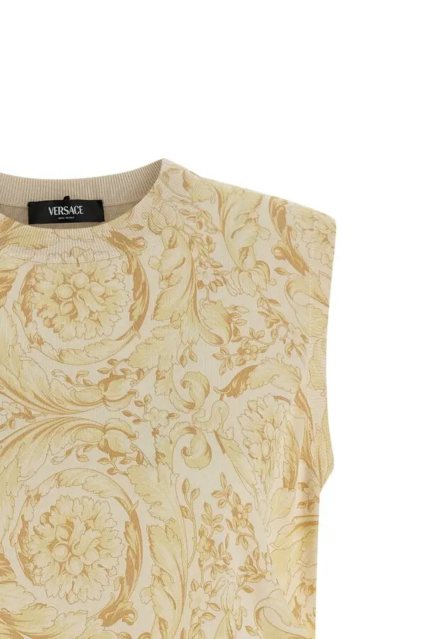 Versace Barocco Print Sleeveless Knitted Top