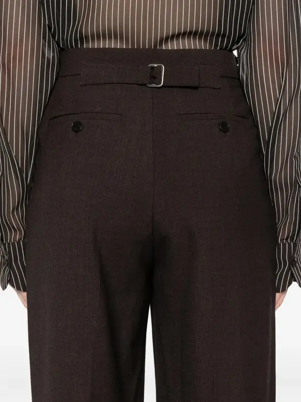 LOW CLASSIC Straight Leg Belted Trousers - Black