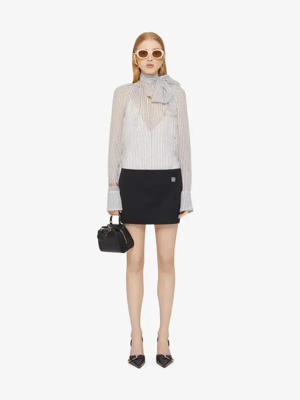 Givenchy Polka Dots Printed High-neck Blouse With Bow Detail - Beige/black