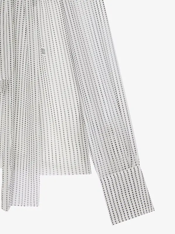 Givenchy Polka Dots Printed High-neck Blouse With Bow Detail - Beige/black