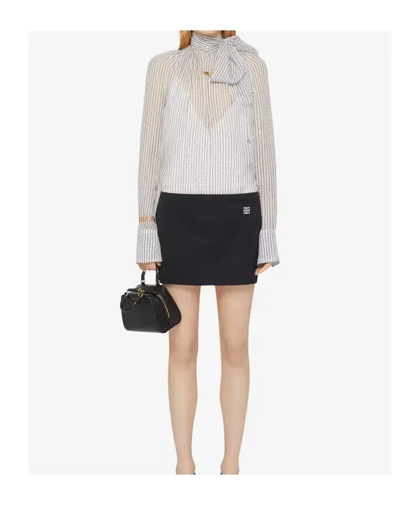 Givenchy Polka Dots Printed High-neck Blouse With Bow Detail - Beige/black