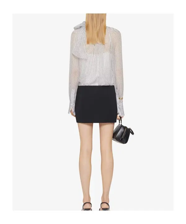 Givenchy Polka Dots Printed High-neck Blouse With Bow Detail - Beige/black