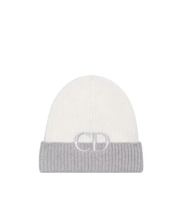 Dior Cd Icon Beanie - Off-white And Gray