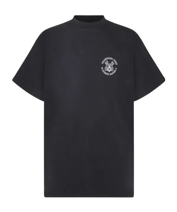 Balenciaga Logo Printed Crewneck T-shirt - Black