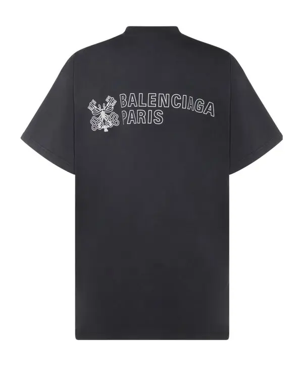 Balenciaga Logo Printed Crewneck T-shirt - Black