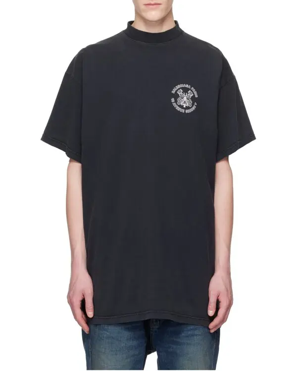 Balenciaga Logo Printed Crewneck T-shirt - Black