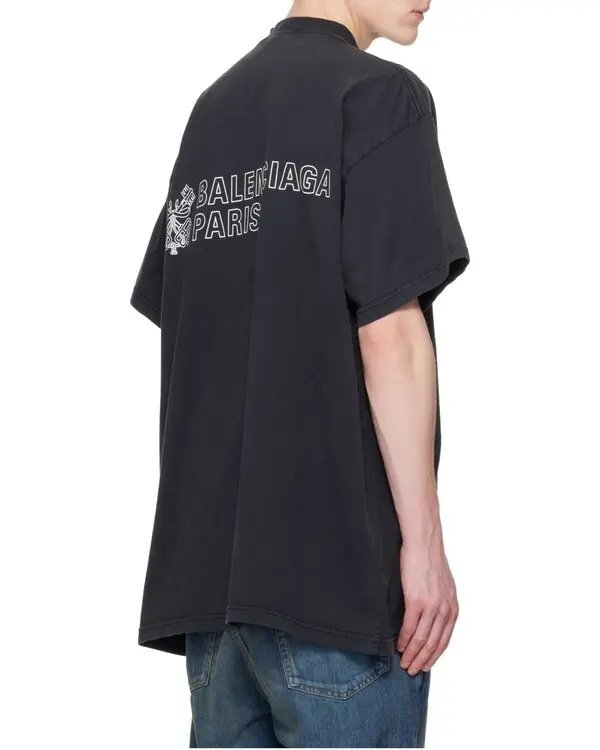 Balenciaga Logo Printed Crewneck T-shirt - Black
