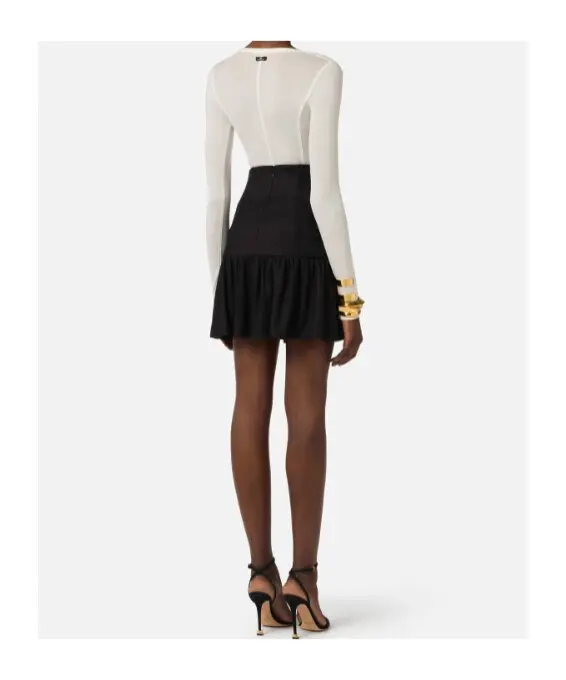 Elisabetta Franchi High-waisted Flounced Hem Skirt