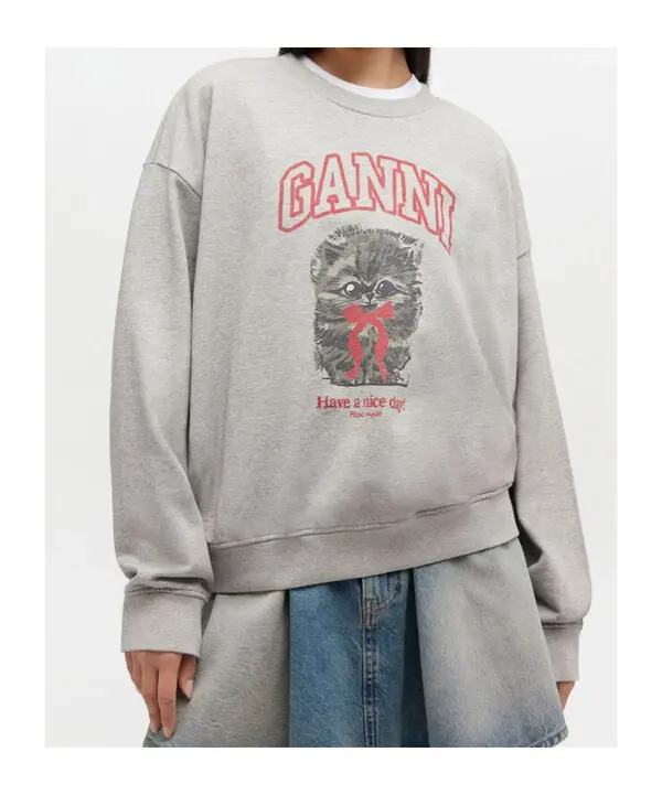 GANNI Kitty Sweatshirt - Grey