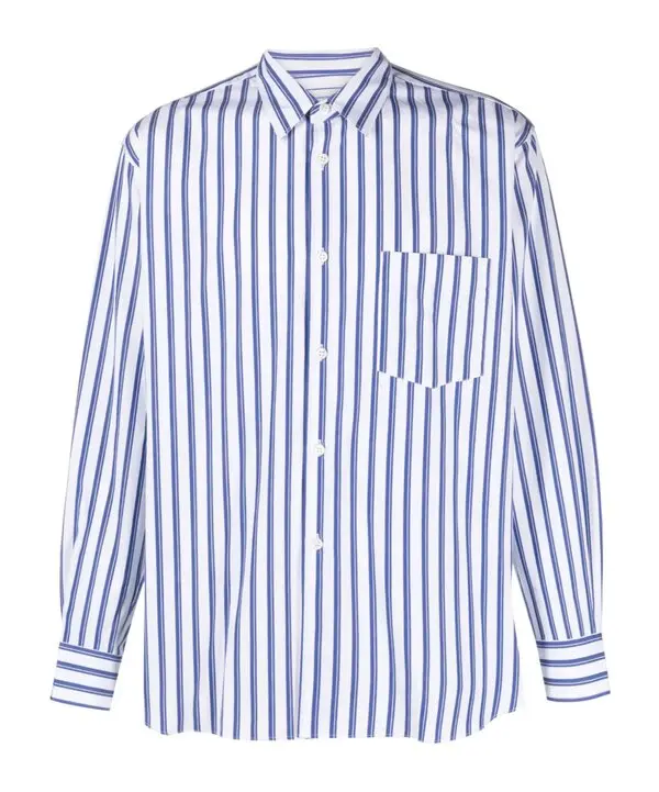 Comme Des Garçons Striped Cotton Shirt - Blue
