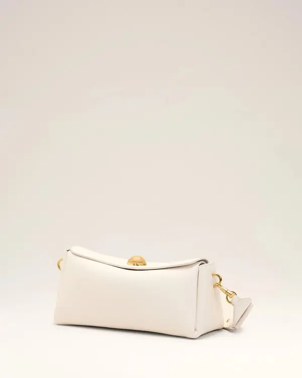 AMI Paris Logo Engraved Shoulder Bag - White