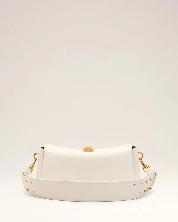 AMI Paris Logo Engraved Shoulder Bag - White