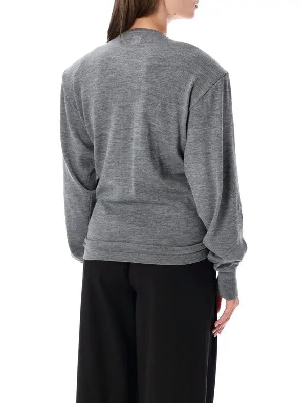 Magda Butrym Knot Front Long Sleeve Knitted Top - Grey