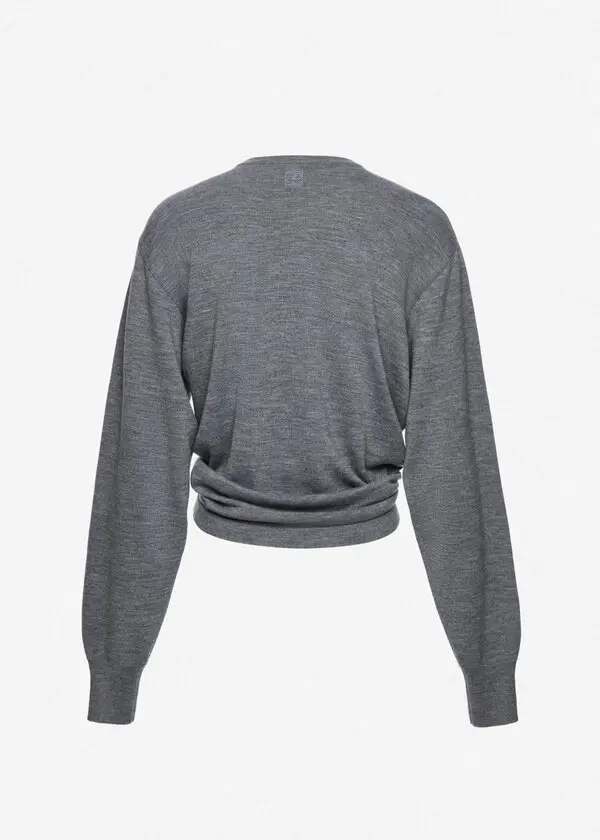 Magda Butrym Knot Front Long Sleeve Knitted Top - Grey