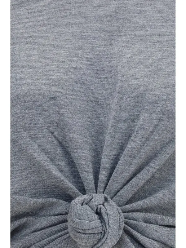 Magda Butrym Knot Front Long Sleeve Knitted Top - Grey