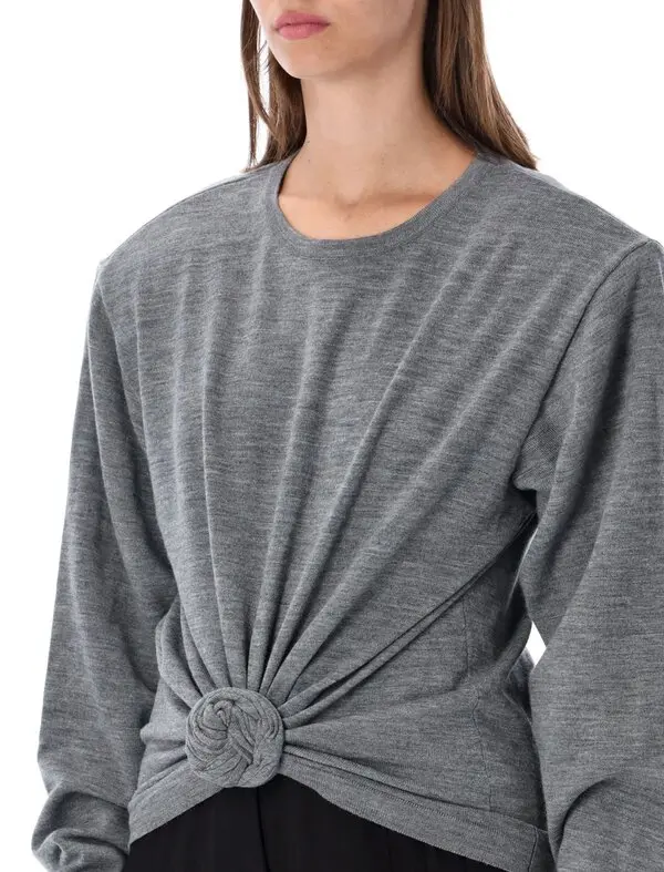Magda Butrym Knot Front Long Sleeve Knitted Top - Grey