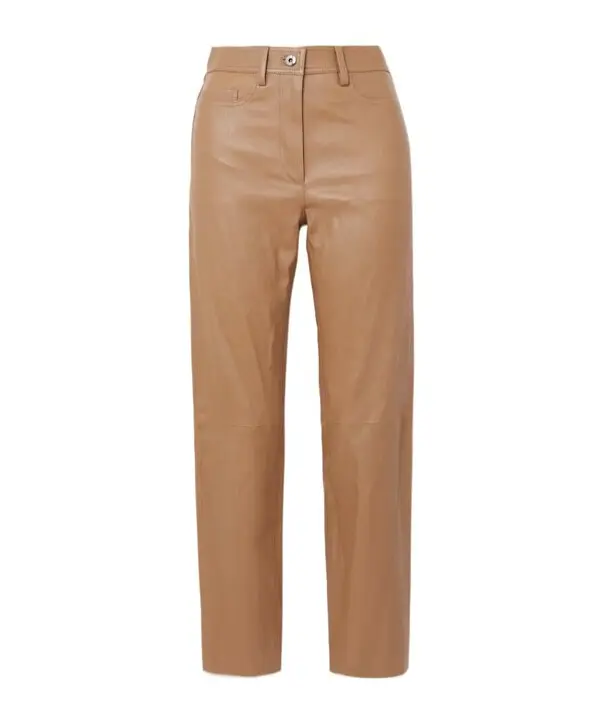 JOSEPH Teddy Leather Tapered Pants - Camel