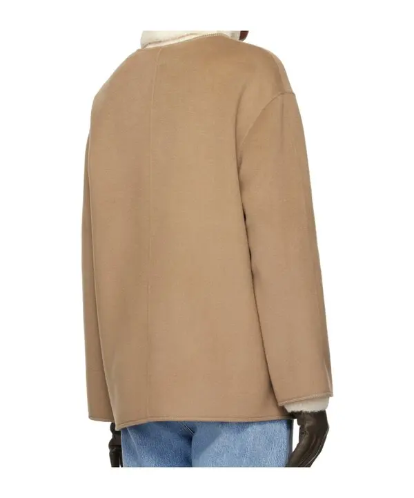 RÓHE Long Sleeve Casual Jacket With Patch Pockets And Dropped Shoulders - Camel
