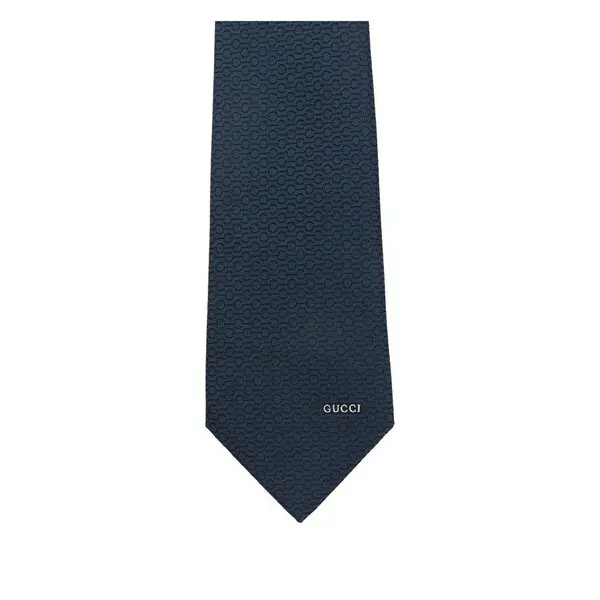 Gucci Horsebit Jacquard Tie - Navy Blue