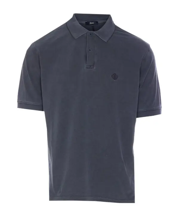 Herno Logo Embroidered Short Sleeved Polo Shirt - Black