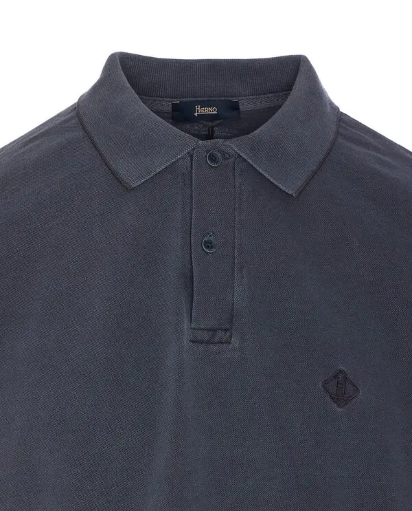Herno Logo Embroidered Short Sleeved Polo Shirt - Black
