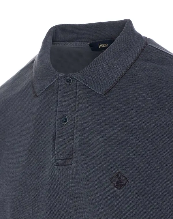 Herno Logo Embroidered Short Sleeved Polo Shirt - Black