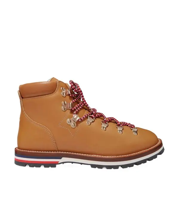 Moncler Blanche Shearling-lined Leather Ankle Boots - Tan