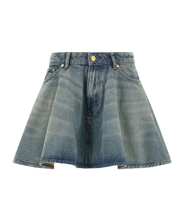 GANNI Rigid Denim Mini Skirt