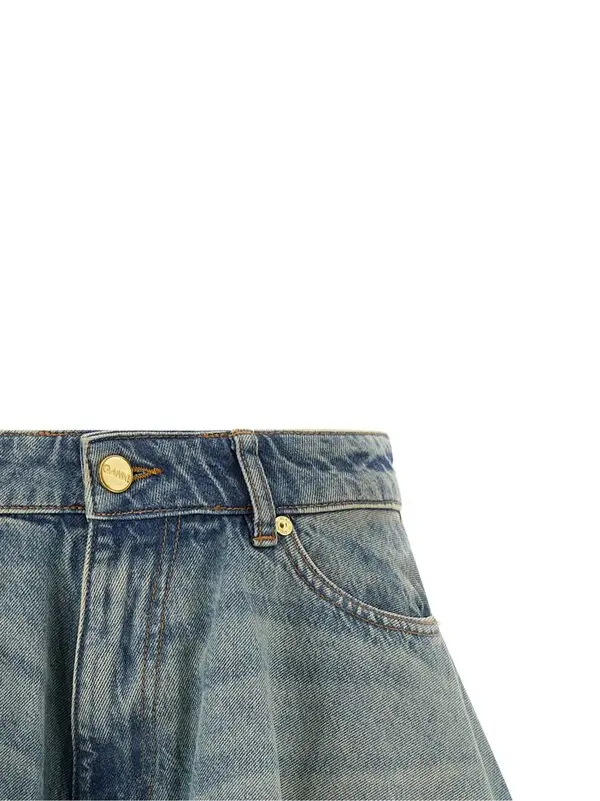 GANNI Rigid Denim Mini Skirt