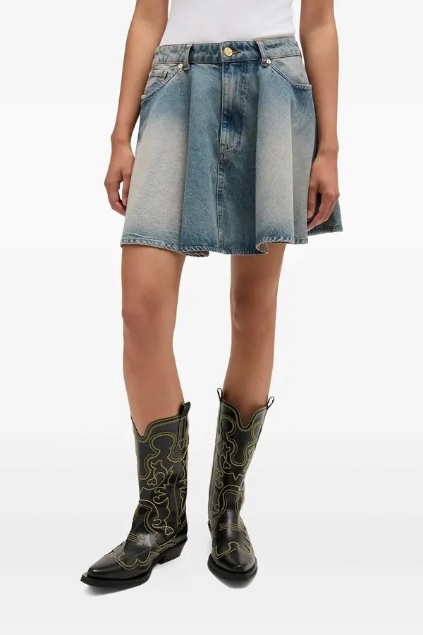GANNI Rigid Denim Mini Skirt