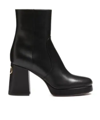 Valentino Garavani Fawcette Platform Ankle Boot In Calfskin - Black