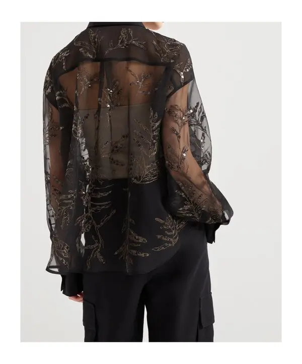 Brunello Cucinelli Floral Embroidered Shirt