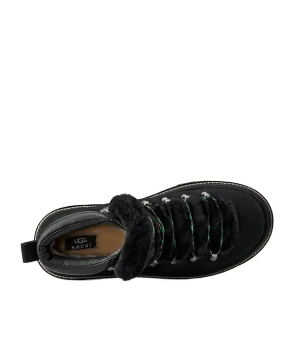 UGG X Sacai Fur-trim Lace-up Ankle Boots - Black