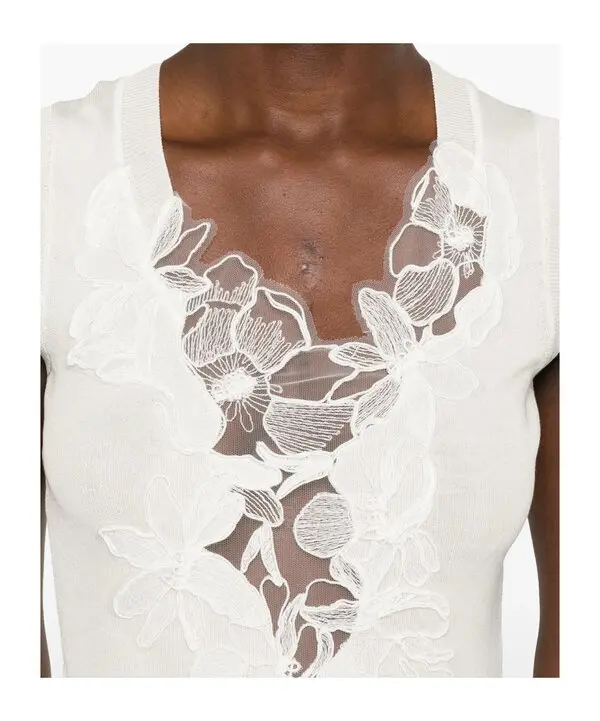 Ermanno Scervino Floral Lace Sleeveless Top