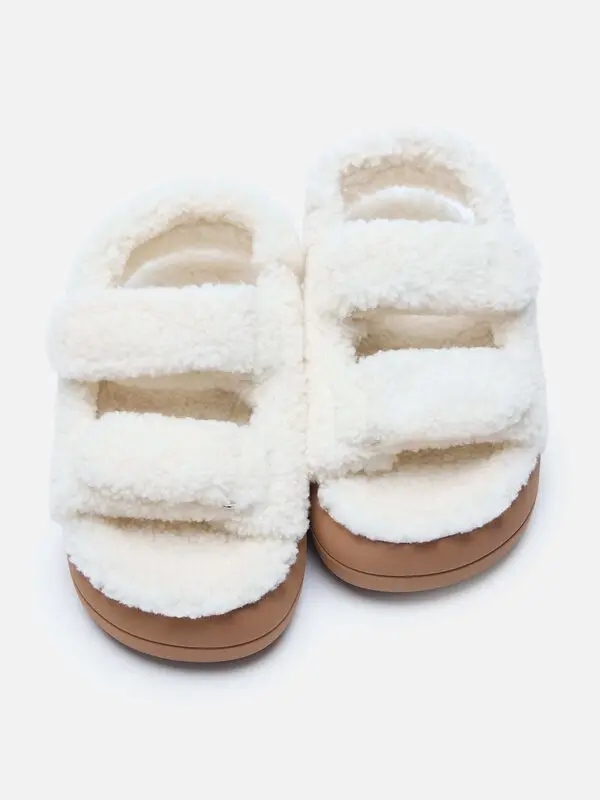 Moon Boot Shearling Sandals - Ice