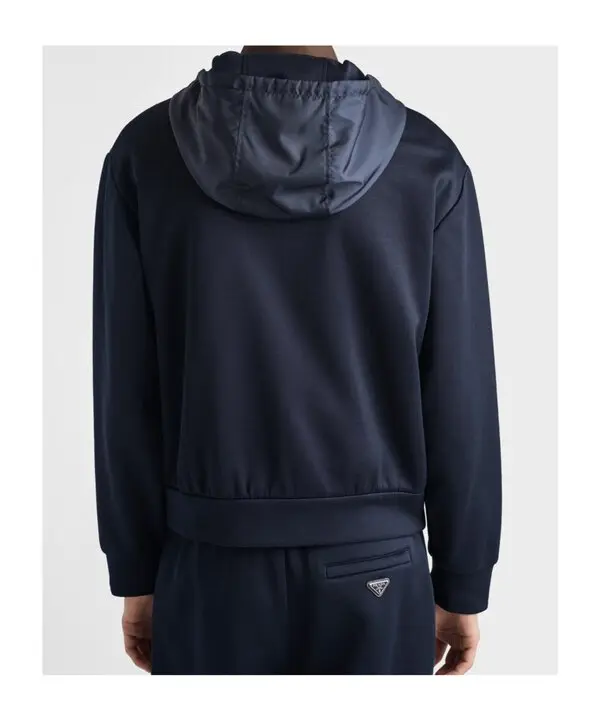 Prada Zip-up Hooded Jacket With Enameled Triangle Logo