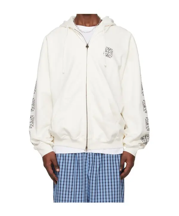 Vetements Logo Zip-up Hoodie - Vanilla