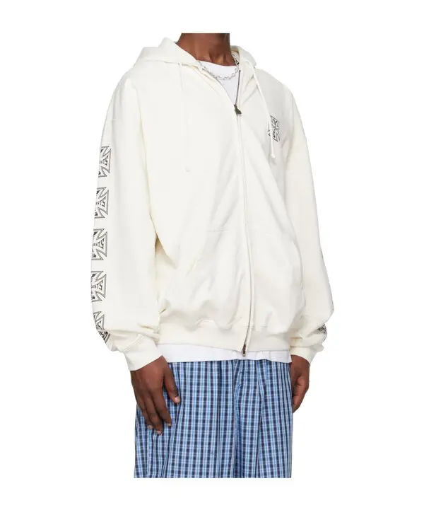 Vetements Logo Zip-up Hoodie - Vanilla