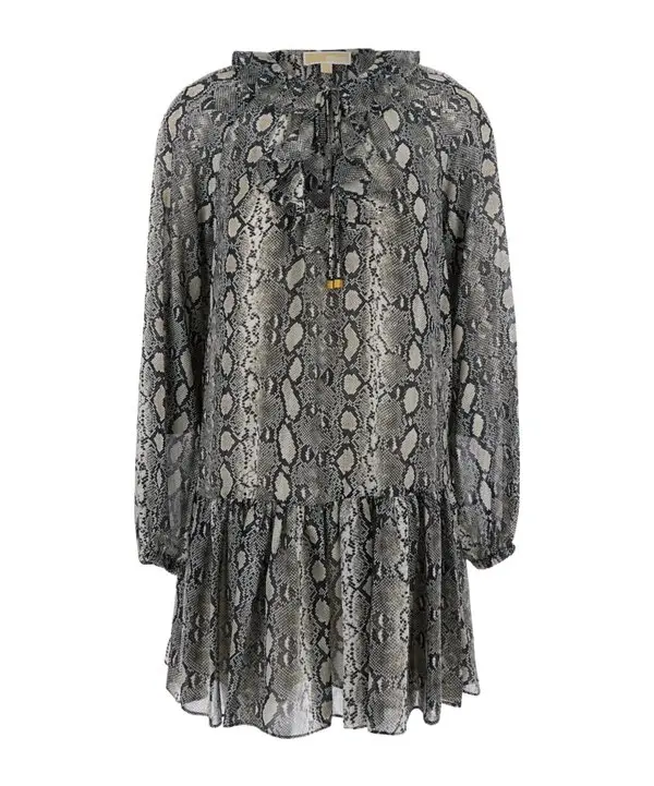 Michael Kors Printed Georgette Ruffle Mini Dress