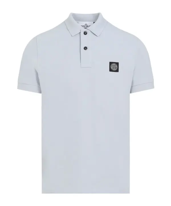 Stone Island Compass-patch Short-sleeved Polo Shirt - Sky Blue