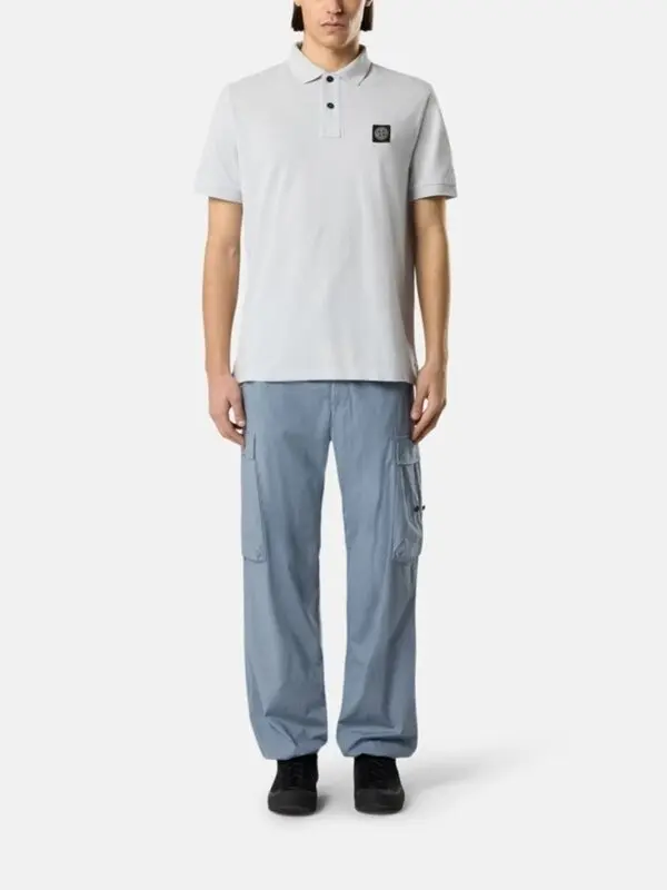 Stone Island Compass-patch Short-sleeved Polo Shirt - Sky Blue