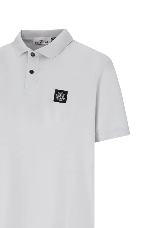 Stone Island Compass-patch Short-sleeved Polo Shirt - Sky Blue