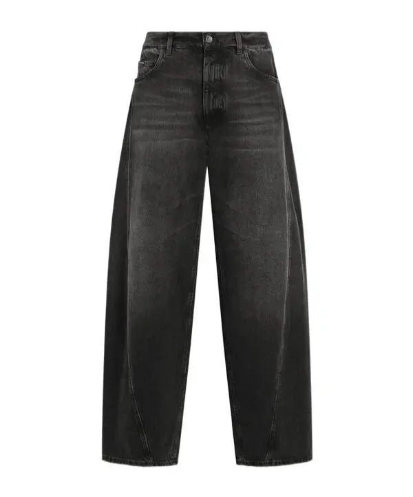 Dolce & Gabbana Logo Plaque Wide-leg Jeans - Black