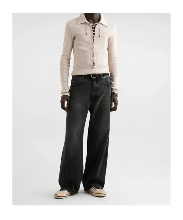 Dolce & Gabbana Logo Plaque Wide-leg Jeans - Black