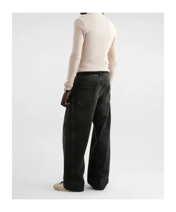 Dolce & Gabbana Logo Plaque Wide-leg Jeans - Black