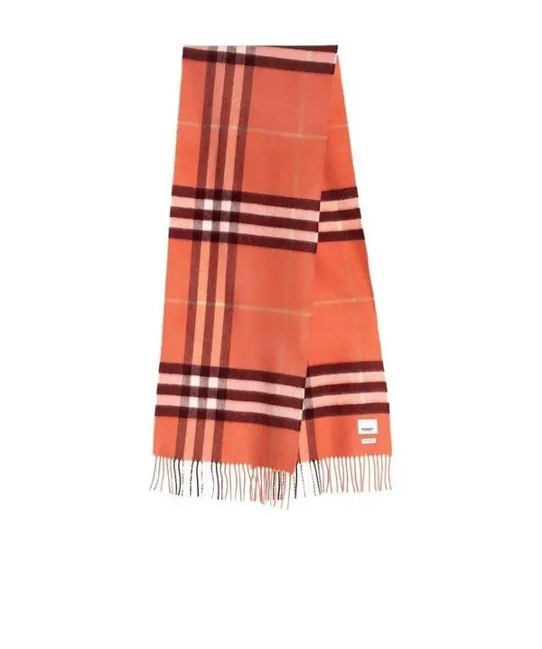 Burberry Checkered Fringed Scarf - Red