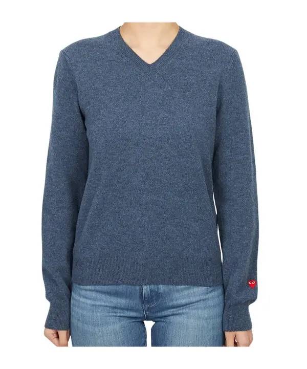 Comme Des Garçons V-neck Long Sleeve Sweater - Blue